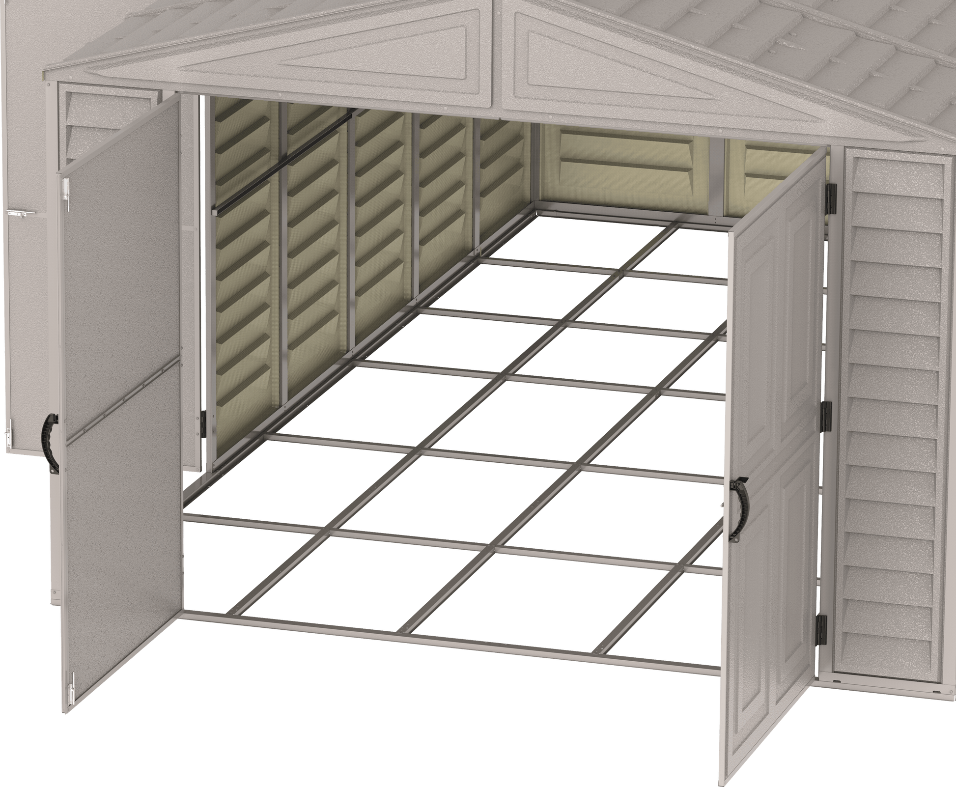 Duramax Vinyl Garage 10.5x20.5 w/ Foundation 2 Windows 15226